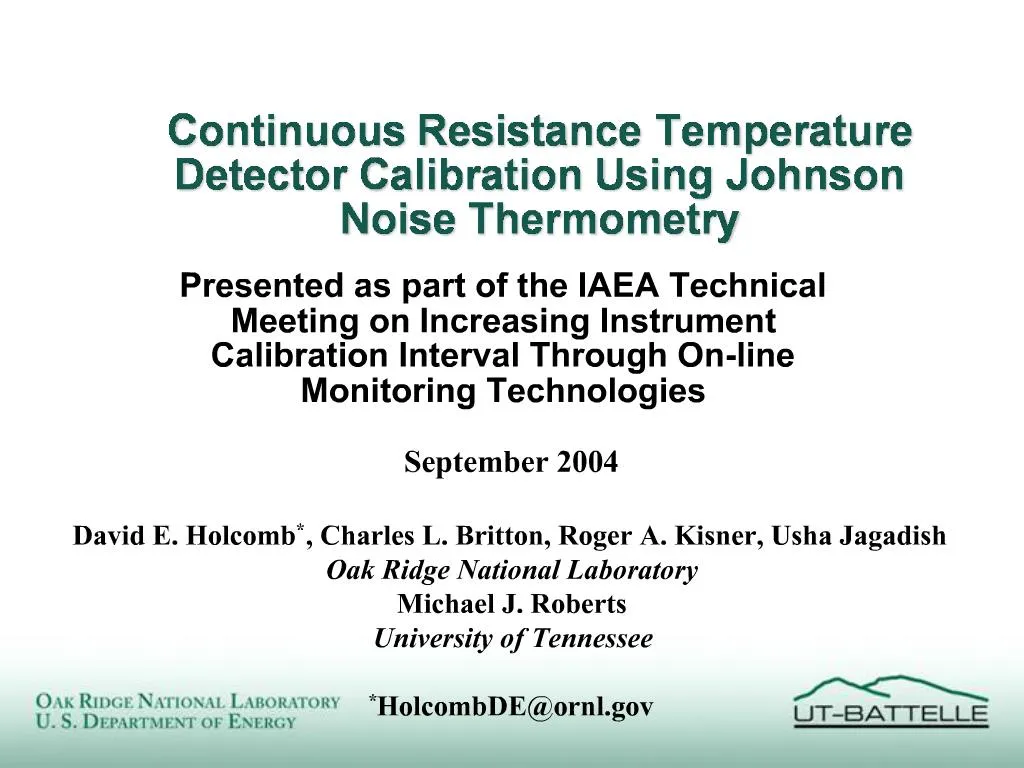 PPT - Continuous Resistance Temperature Detector Calibration Using ...