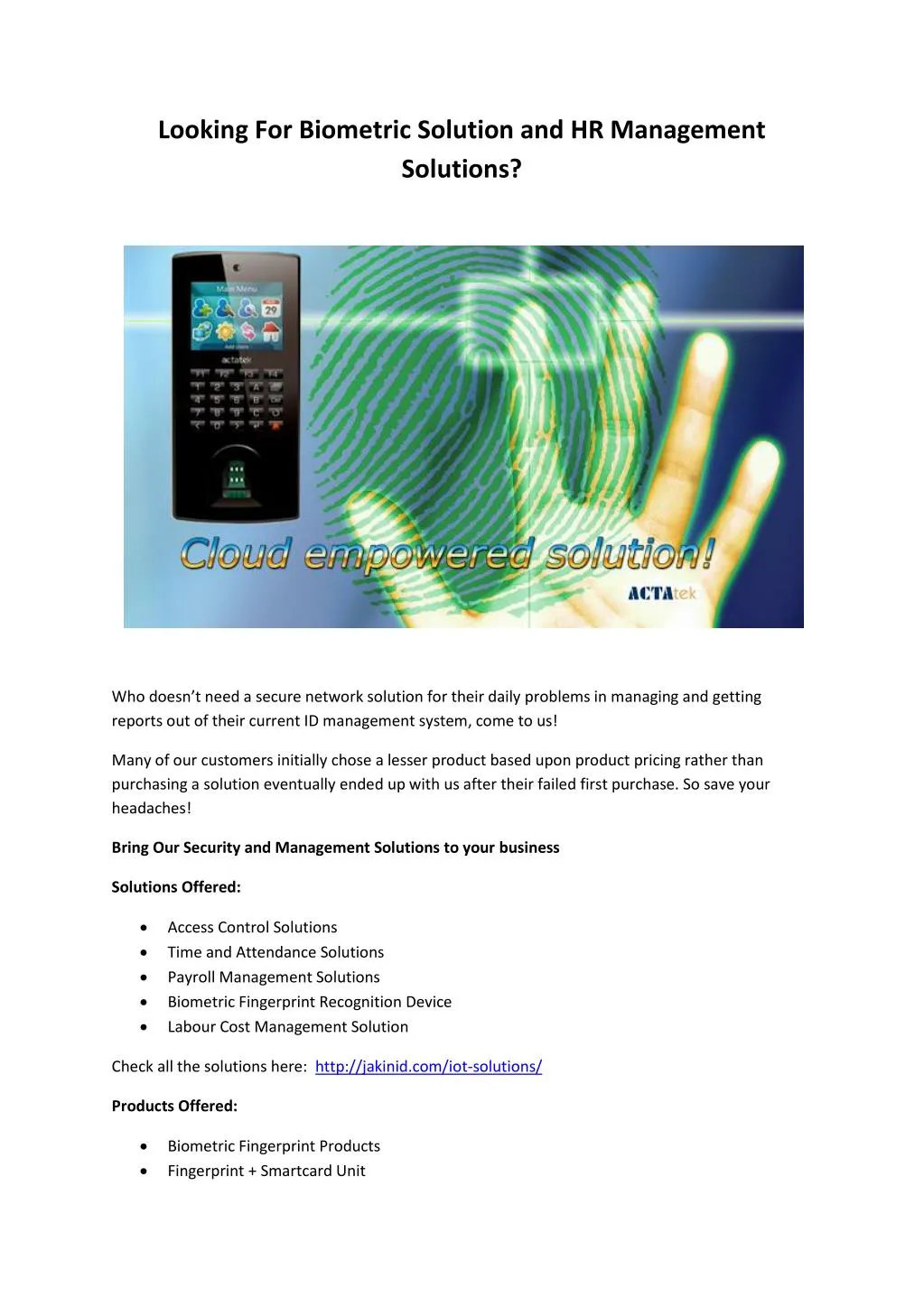 PPT - Looking for Biometric Solution and HR Management Solutions ...