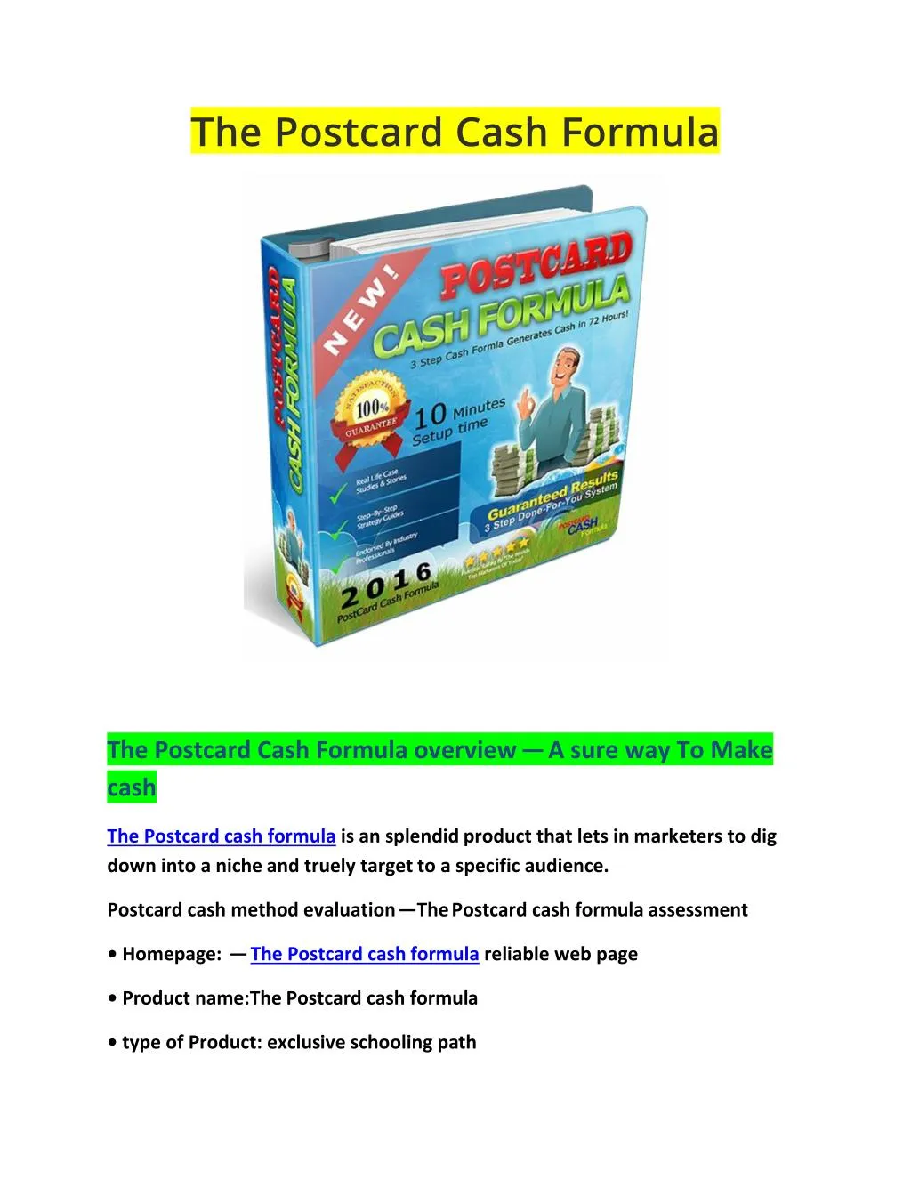 PPT - The Postcard Cash Formula PowerPoint Presentation, free download ...