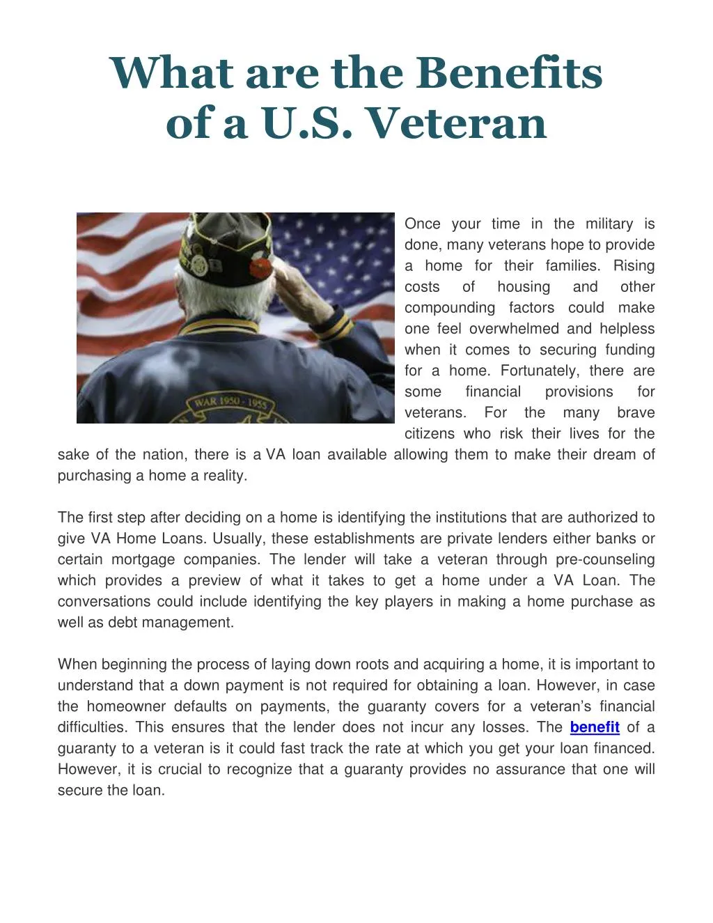 PPT - What Are The Benefits of A U.S. Veteran PowerPoint Presentation ...