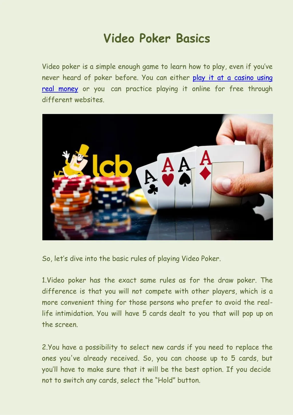 PPT - Video Poker Basics PowerPoint Presentation, free download - ID ...