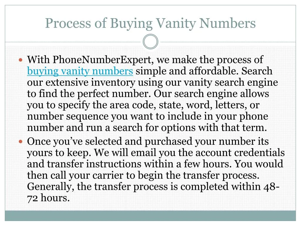PPT - Process of Buying Vanity Numbers PowerPoint Presentation, free ... PPT - Process of Buying Vanity Numbers PowerPoint Presentation, free ...