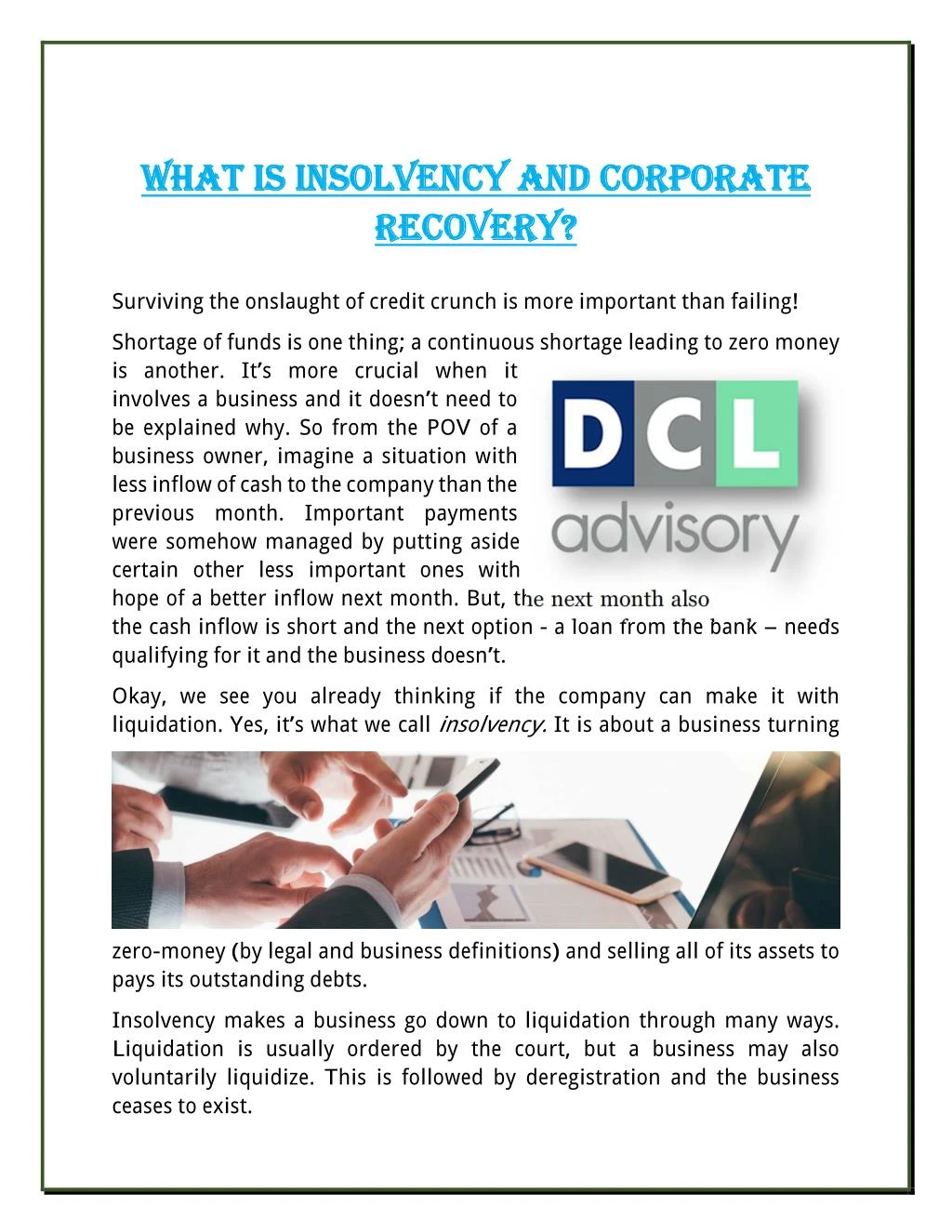 PPT - What Is Insolvency And Corporate Recovery? PowerPoint ...