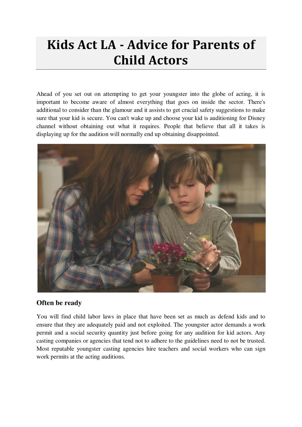 PPT - Kids Act LA - Advice for Parents of Child Actors PowerPoint ...