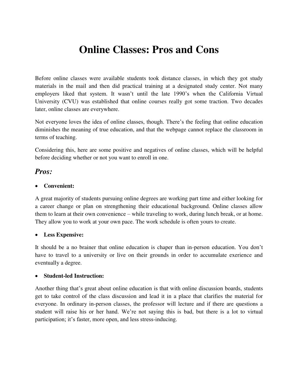 PPT - Online Classes: Pros and Cons PowerPoint Presentation, free ...