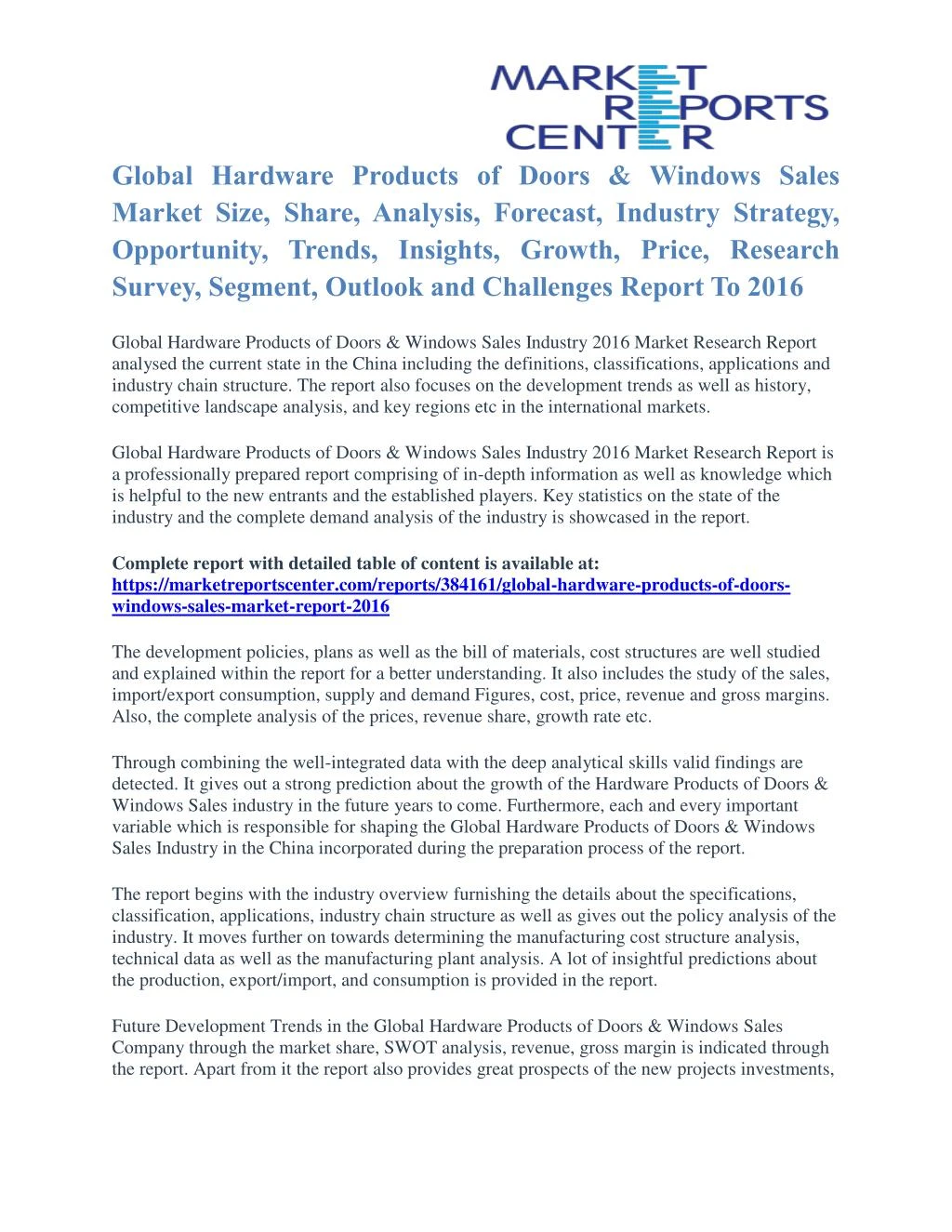 PPT - Hardware Products of Doors & Windows Sales Market Segmentation ...