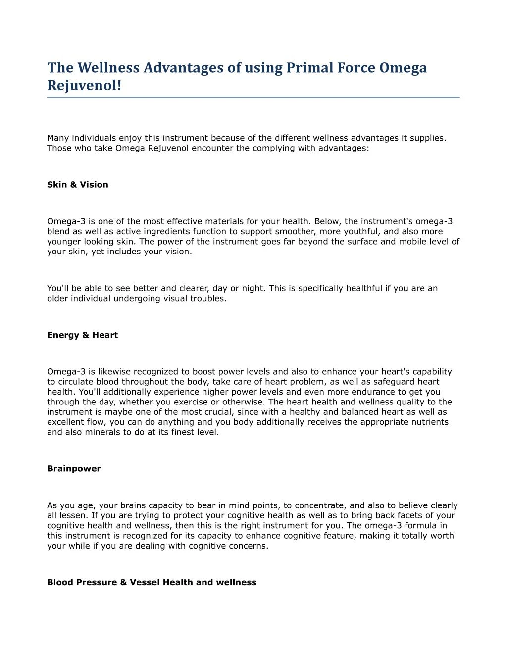 PPT - The Wellness Advantages of using Primal Force Omega Rejuvenol ...