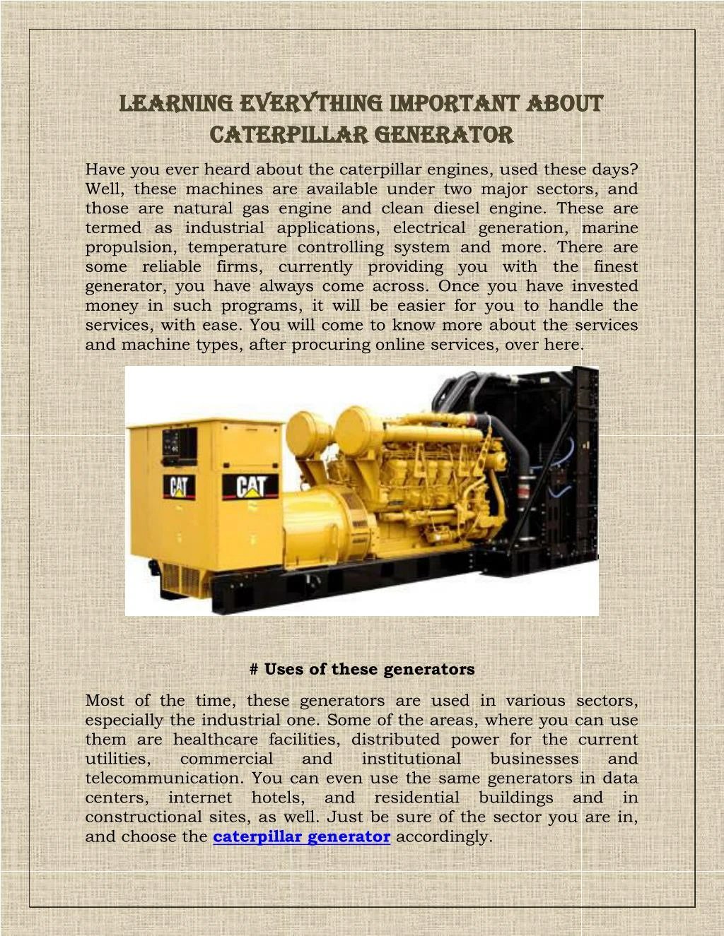 PPT - Learning Everything Important About Caterpillar Generator ...