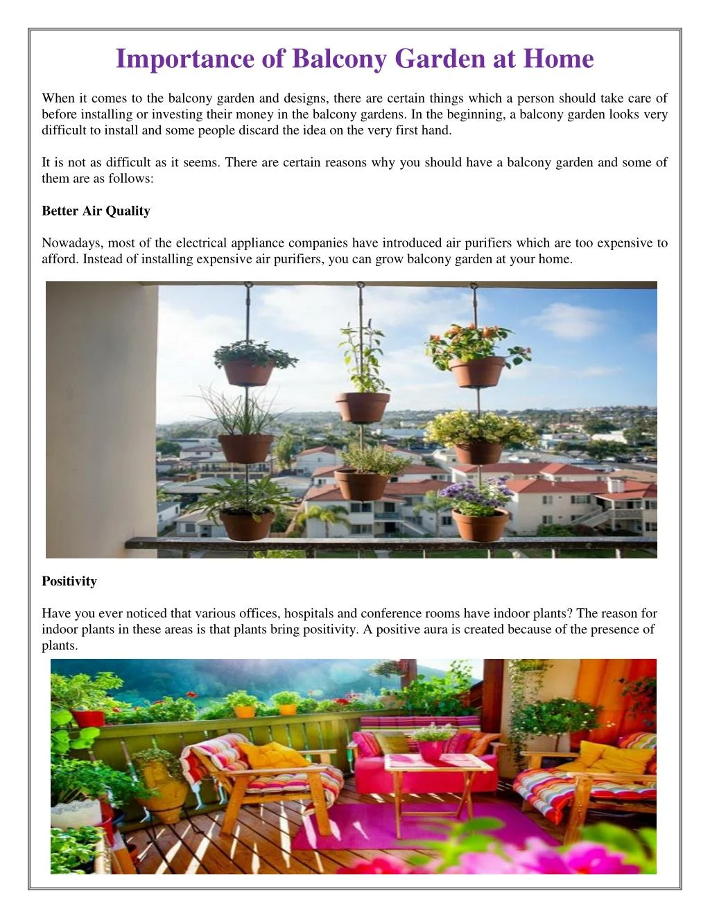 PPT - Importance of Balcony Garden at Home PowerPoint Presentation ...