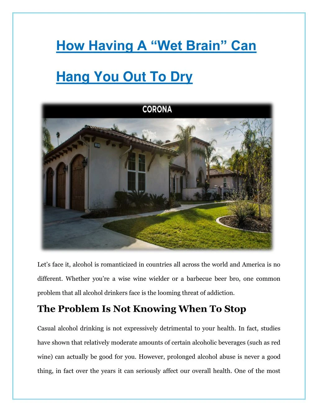 PPT - How Having A “Wet Brain” Can Hang You Out To Dry PowerPoint ...