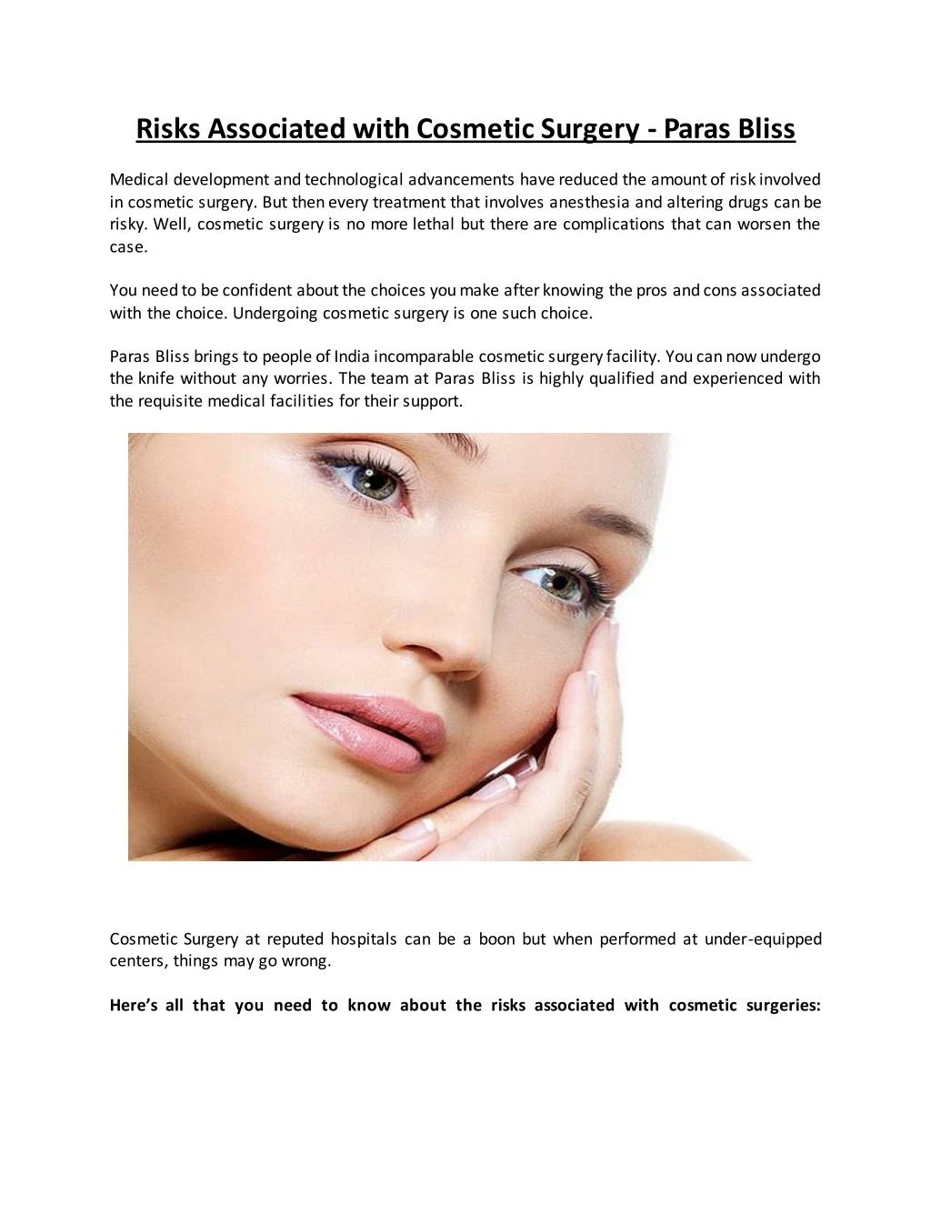 PPT - Risks Associated with Cosmetic Surgery - Paras Bliss PowerPoint ...