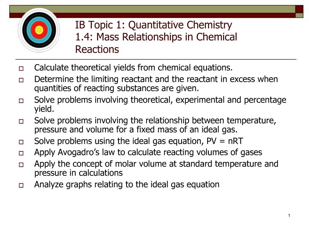 PPT - IB Topic 1: Quantitative Chemistry 1.4: Mass Relationships in ...