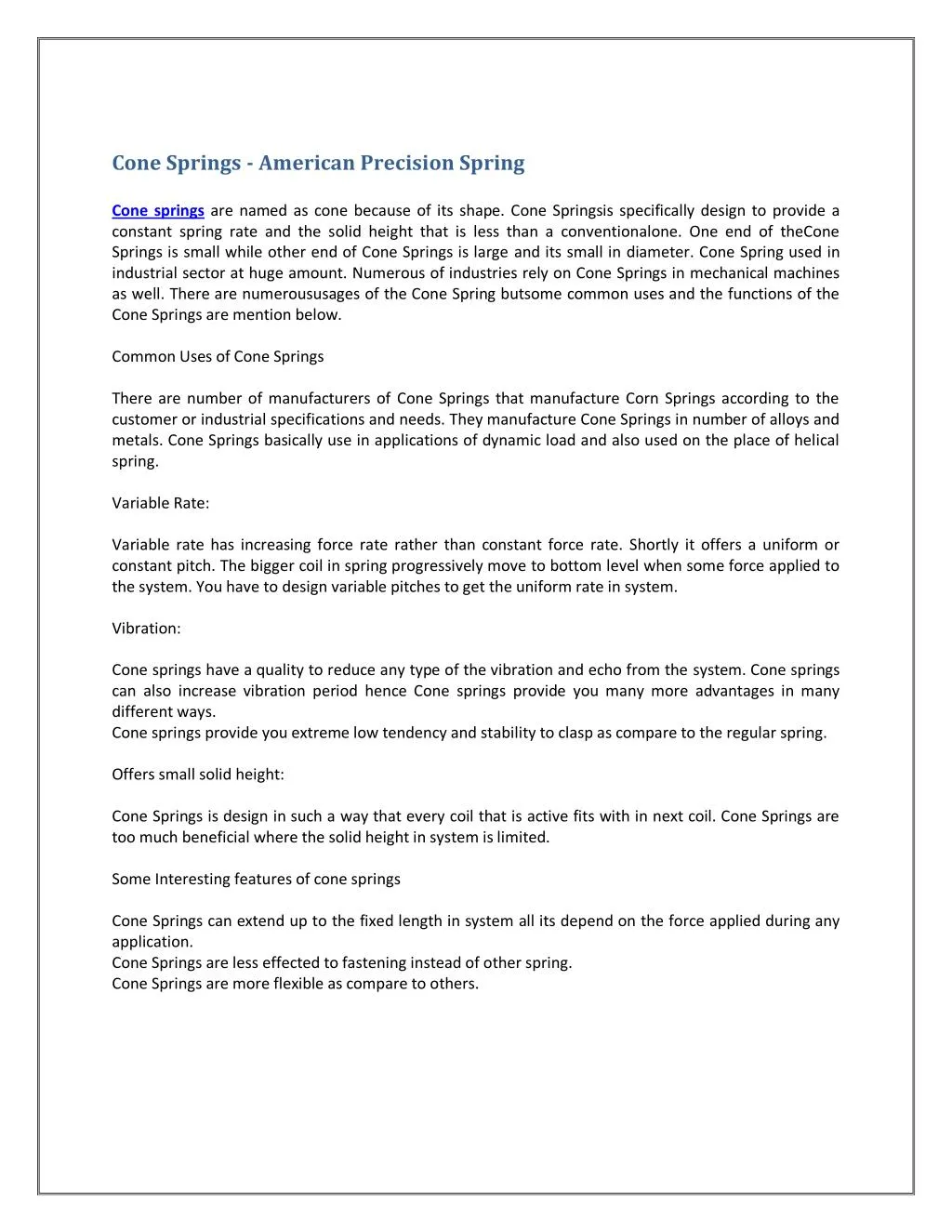 PPT - Cone Springs - American Precision Spring PowerPoint Presentation ...