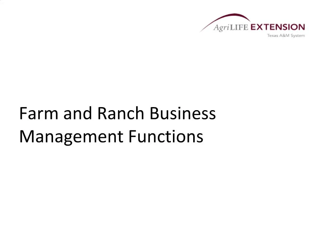 PPT - Farm and Ranch Business Management Functions PowerPoint ...