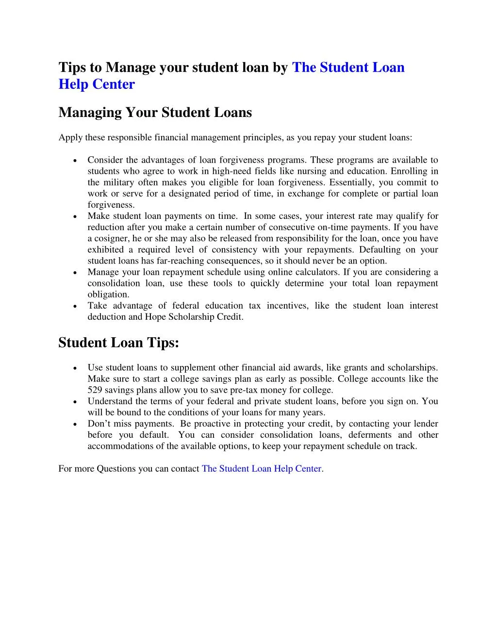 PPT - Tips to Manage your student loan by The Student Loan Help Center ...