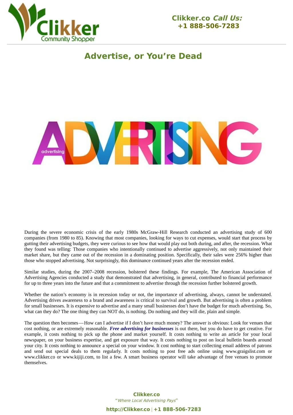 PPT - Advertise, or You’re Dead PowerPoint Presentation, free download ...