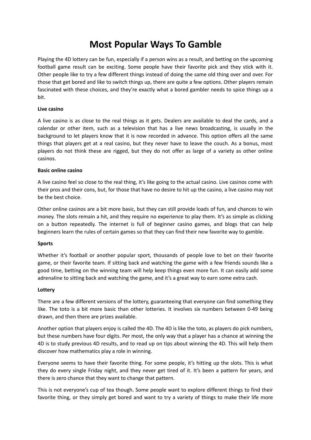 PPT - Most Popular Ways To Gamble PowerPoint Presentation, free ...