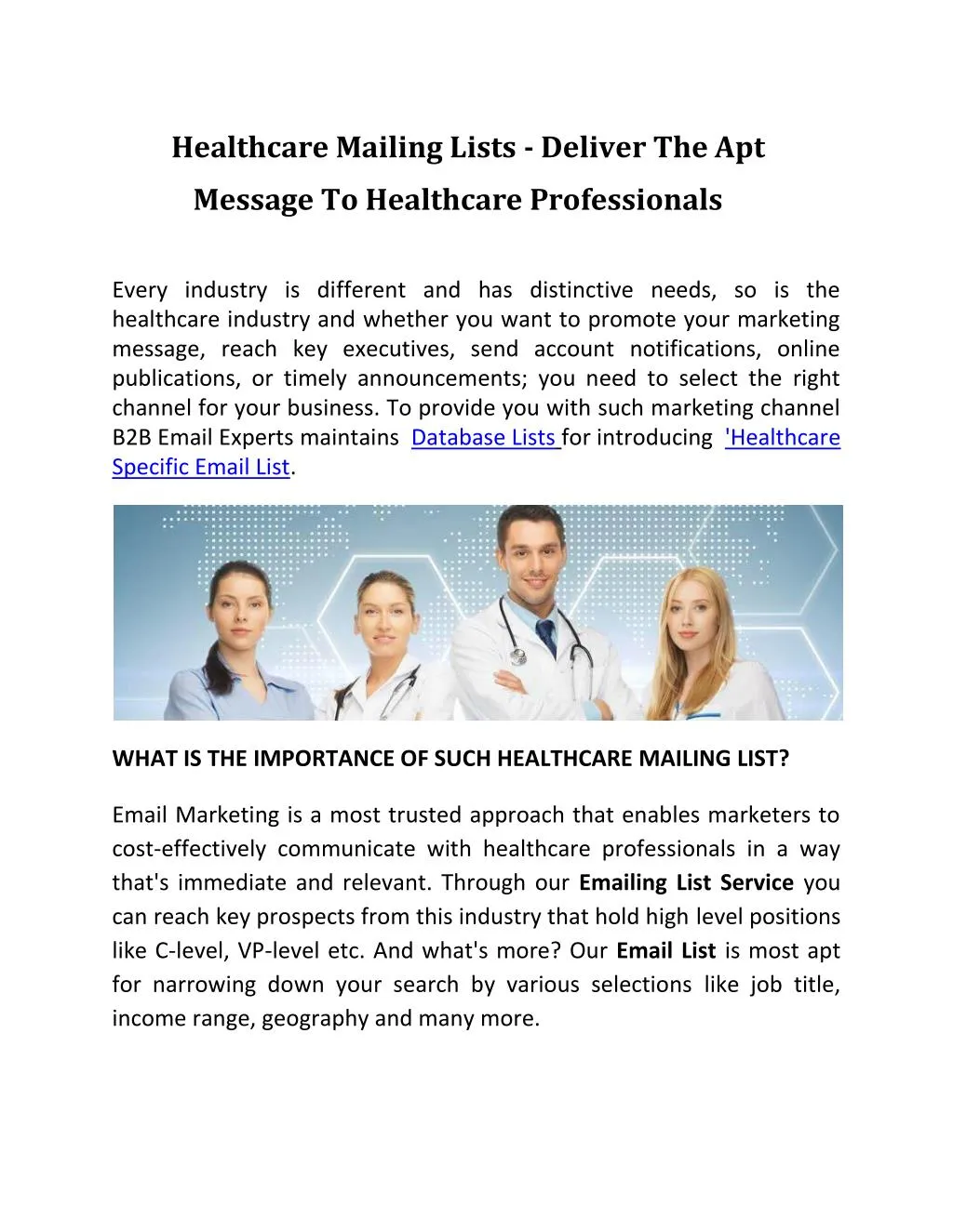 PPT - Healthcare Mailing Lists | B2B Email Experts PowerPoint ...