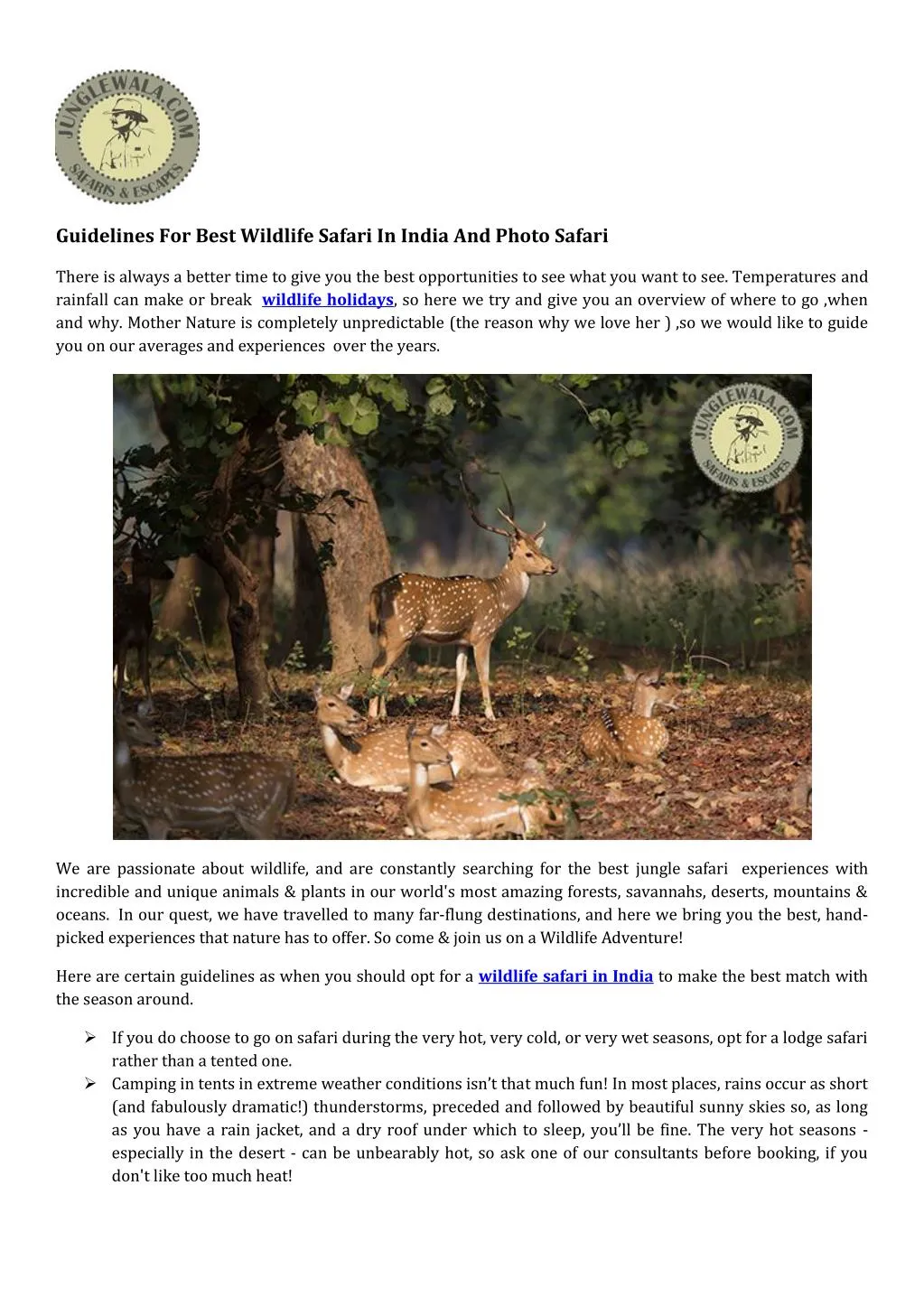 PPT - Guidelines For Best Wildlife Safari In India And Photo Safari ...