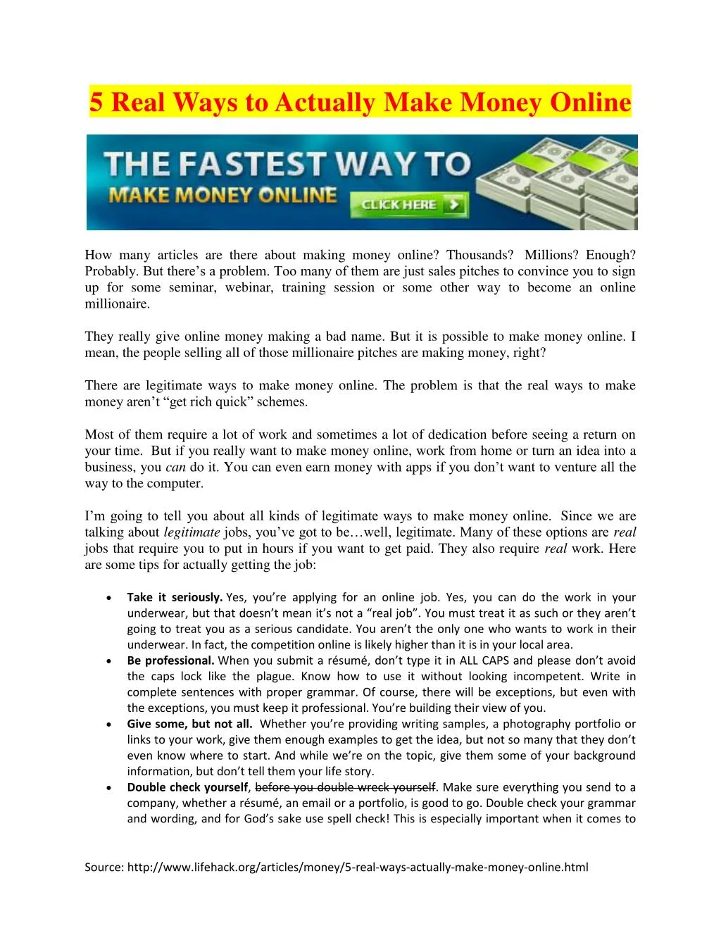 PPT - 5 Real Ways to Actually Make Money Online PowerPoint Presentation ...