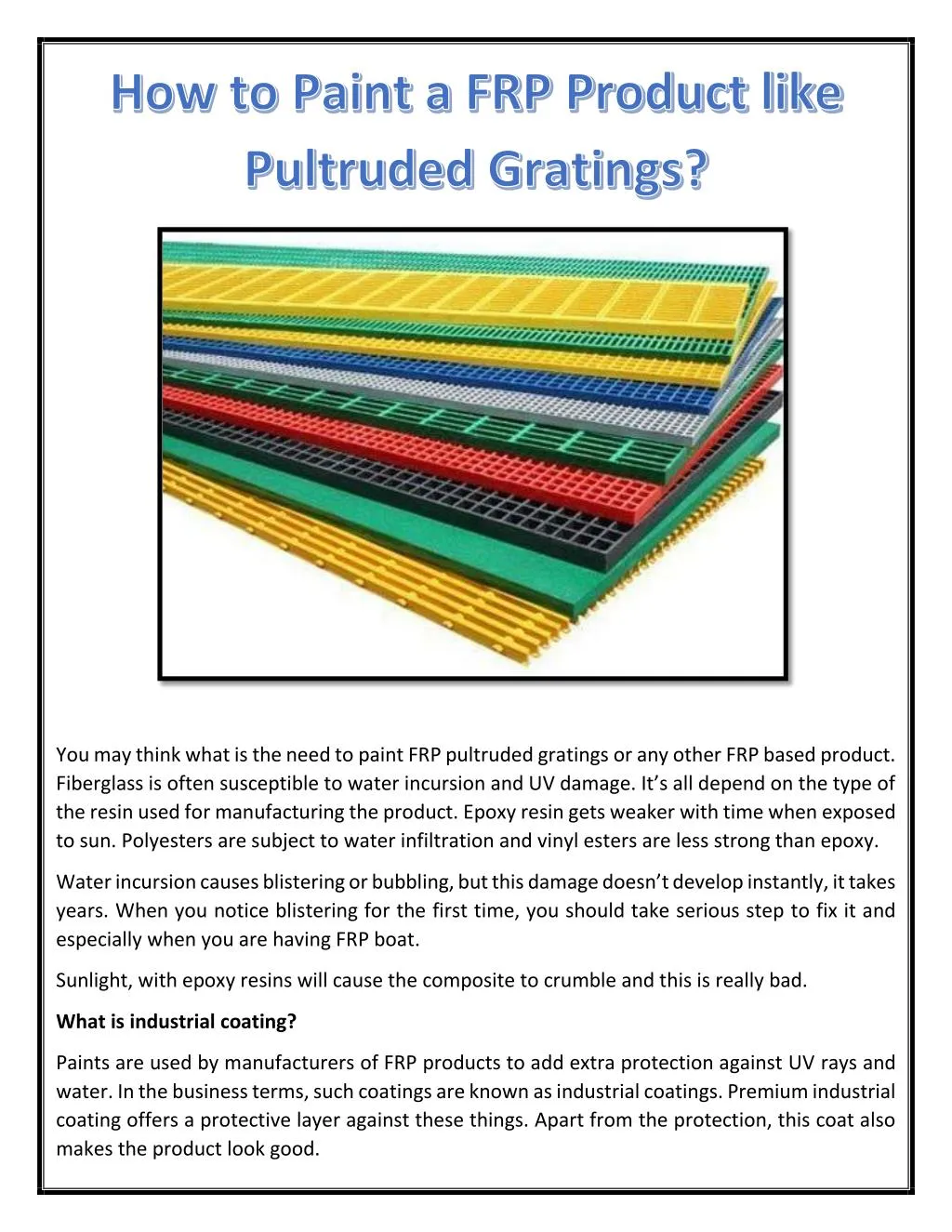 PPT - How to Paint a FRP Product like Pultruded Gratings? PowerPoint ...