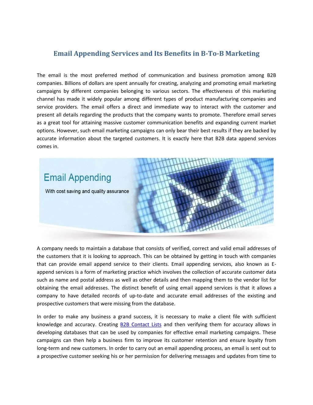 PPT - Email Appending Services and Its Benefits in B-To-B Marketing ...