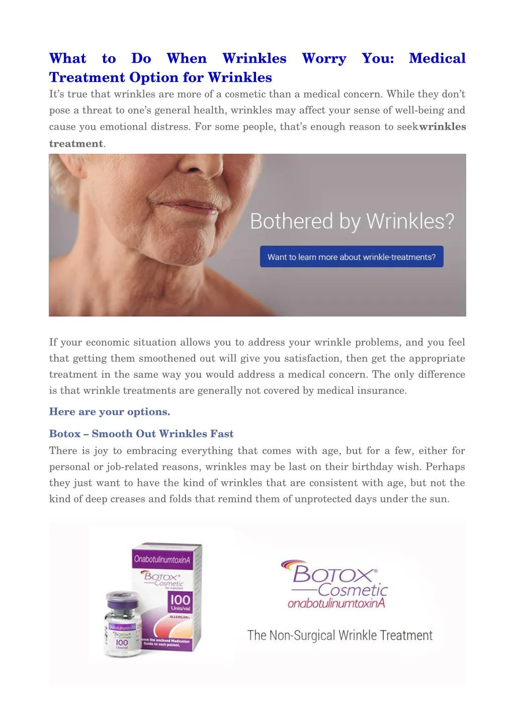 PPT - What to Do When Wrinkles Worry You: Medical Treatment Option for ...