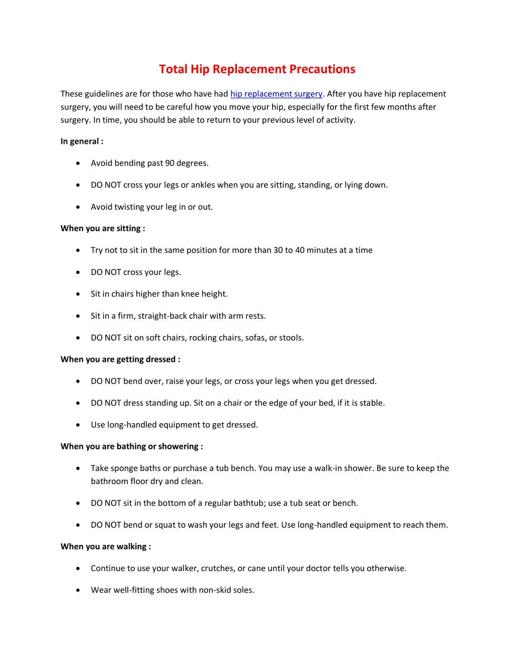 PPT - Total Hip Replacement Precautions PowerPoint Presentation, free ...