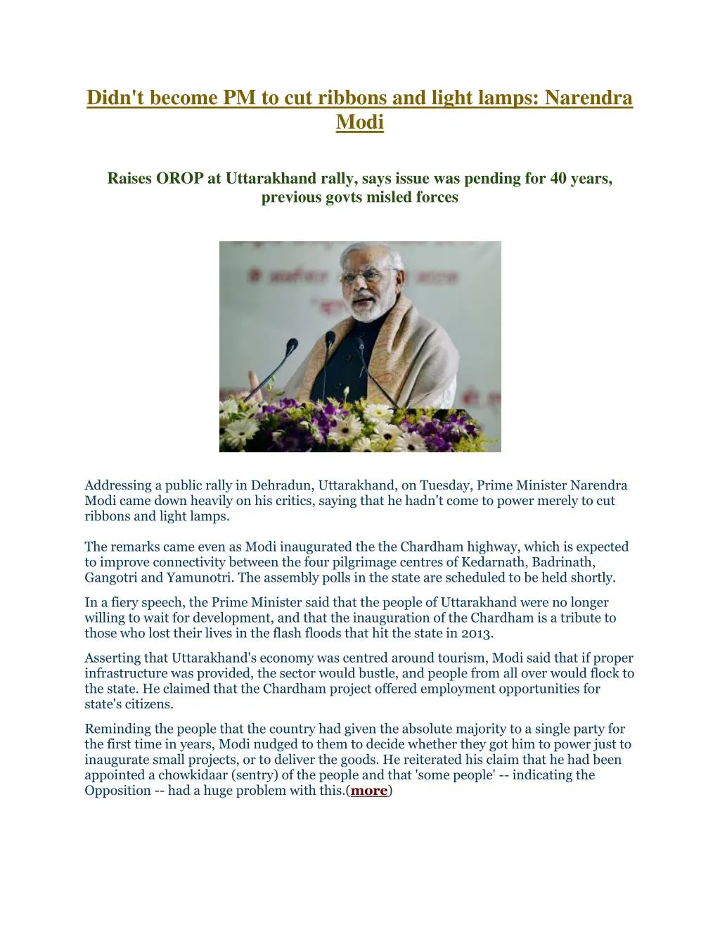 PPT - Didn't become PM to cut ribbons and light lamps: Narendra Modi PowerPoint Presentation ...