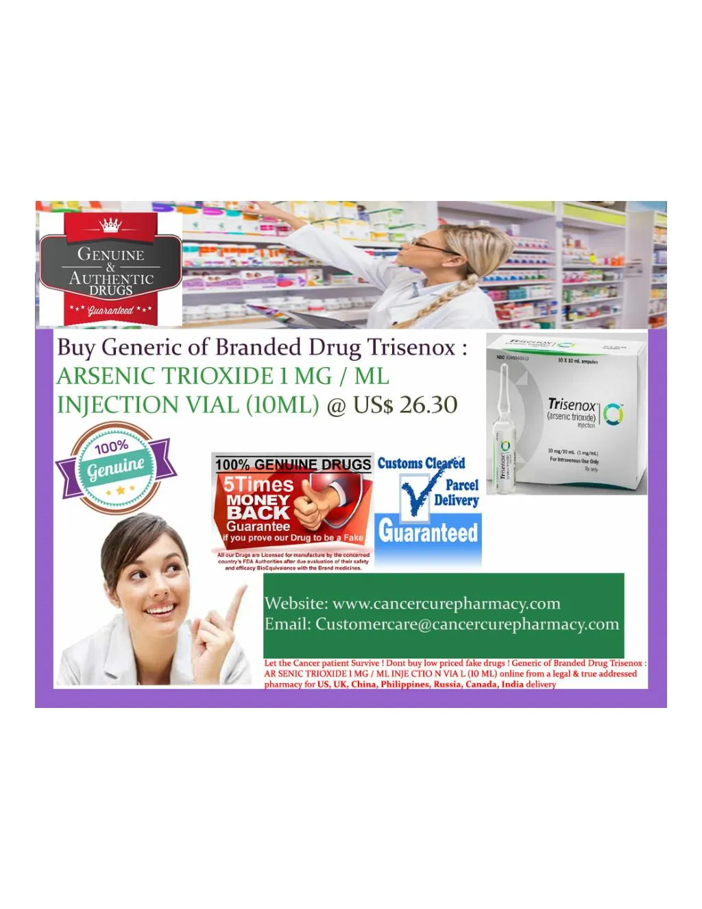 PPT - Generic of Branded Drug Trisenox : ARSENIC TRIOXIDE 1 MG / ML ...