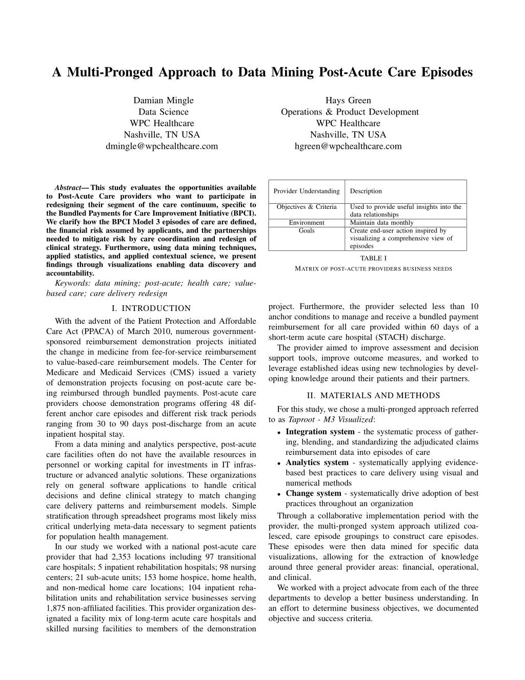 PPT - A Multi-Pronged Approach to Data Mining Post-Acute Care Episodes ...