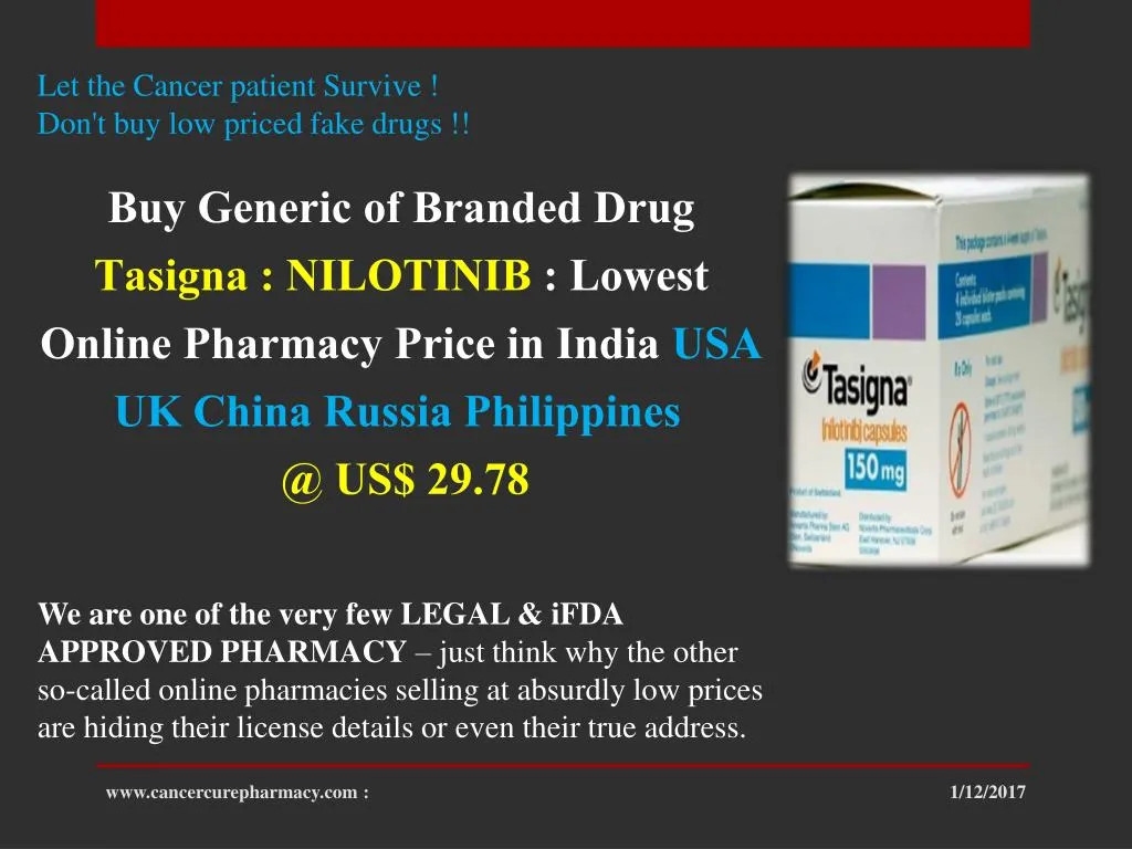 PPT - Buy Nilotinib Brand Tasigna 150 Capsules @ US$ 29.78 PowerPoint ...