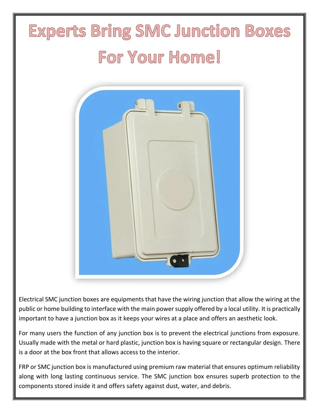 PPT - Experts Bring SMC Junction Boxes For Your Home! PowerPoint ...