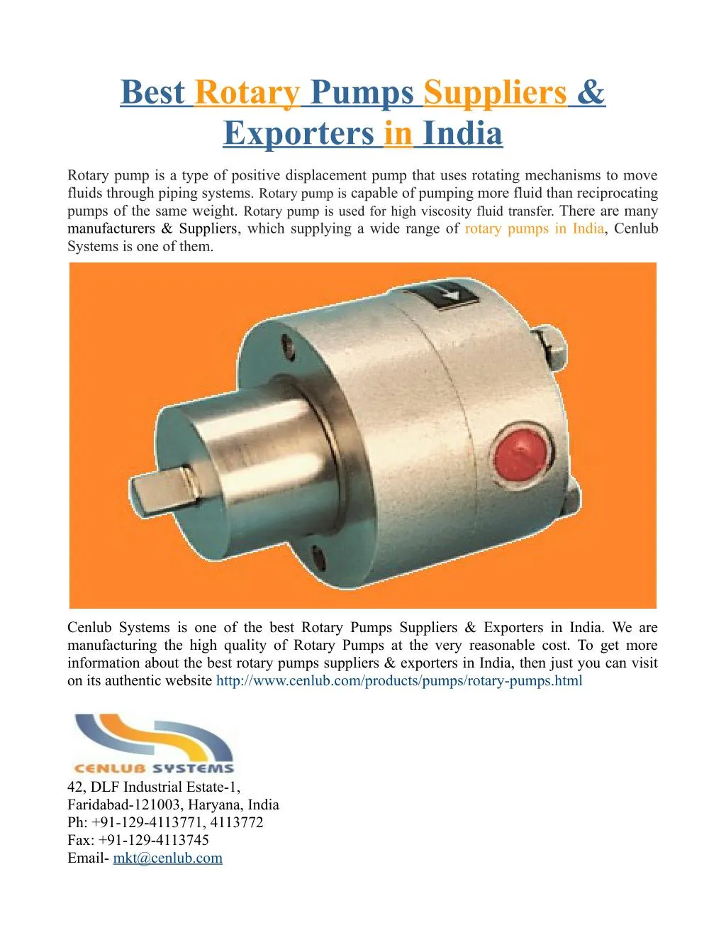 PPT - Best Rotary Pumps Suppliers & Exporters in India PowerPoint ...