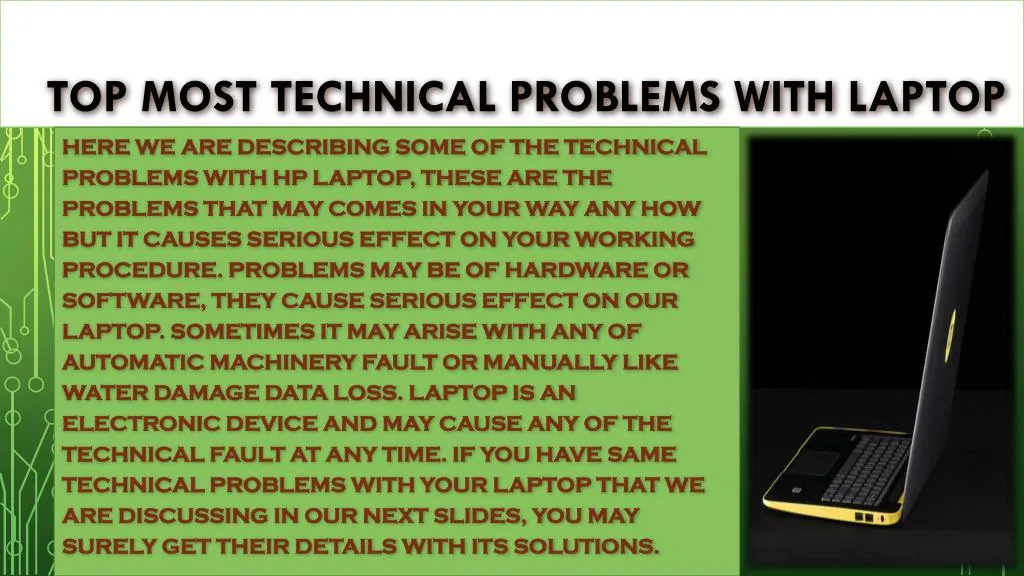 PPT - Laptop Related technical problems that may cause serious affect ...