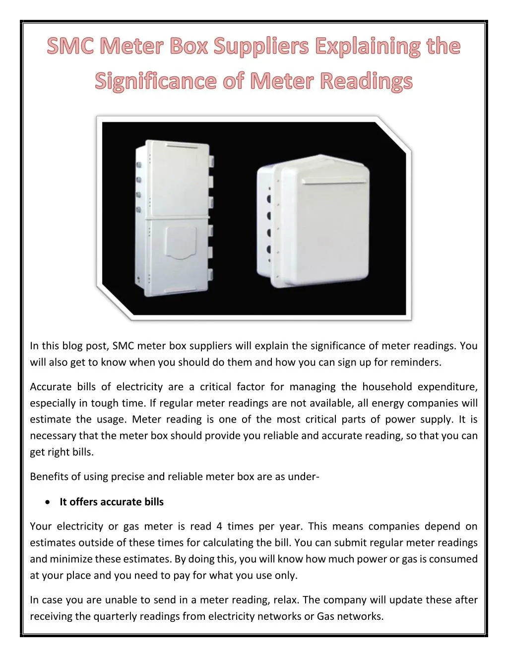 PPT - SMC Meter Box Suppliers Explaining the Significance of Meter ...