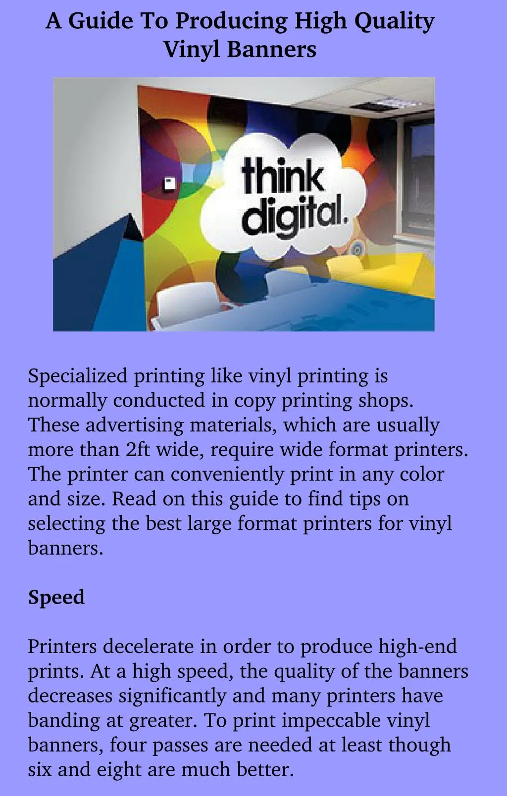 PPT - A Guide To Producing High Quality Vinyl Banners PowerPoint ...