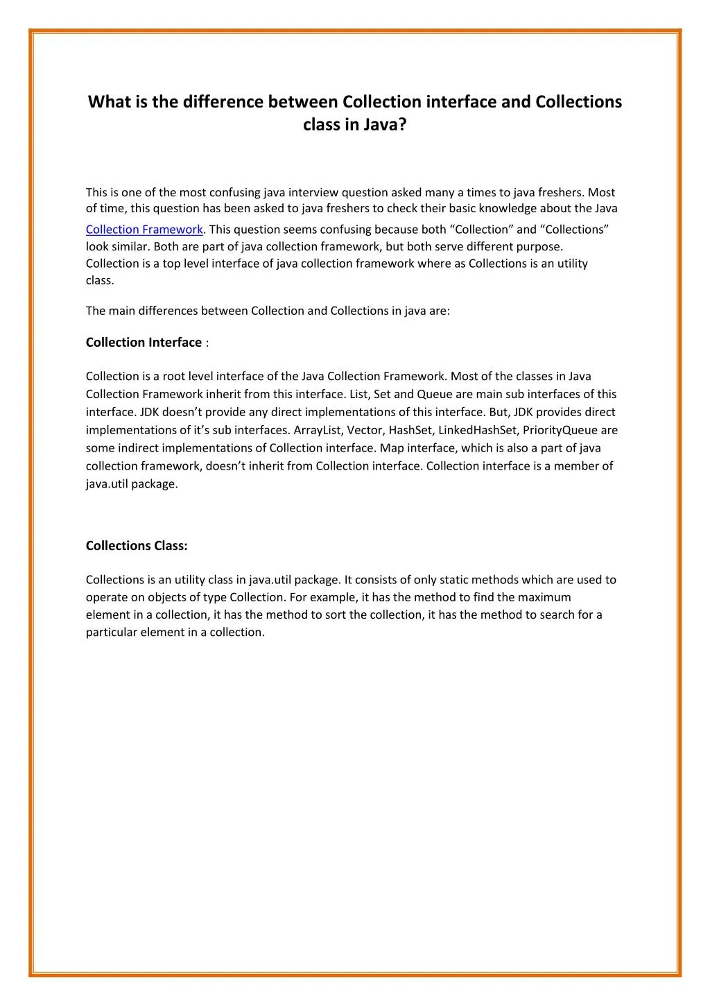 Ppt What Is The Difference Between Collection Interface And Collections Class In Java