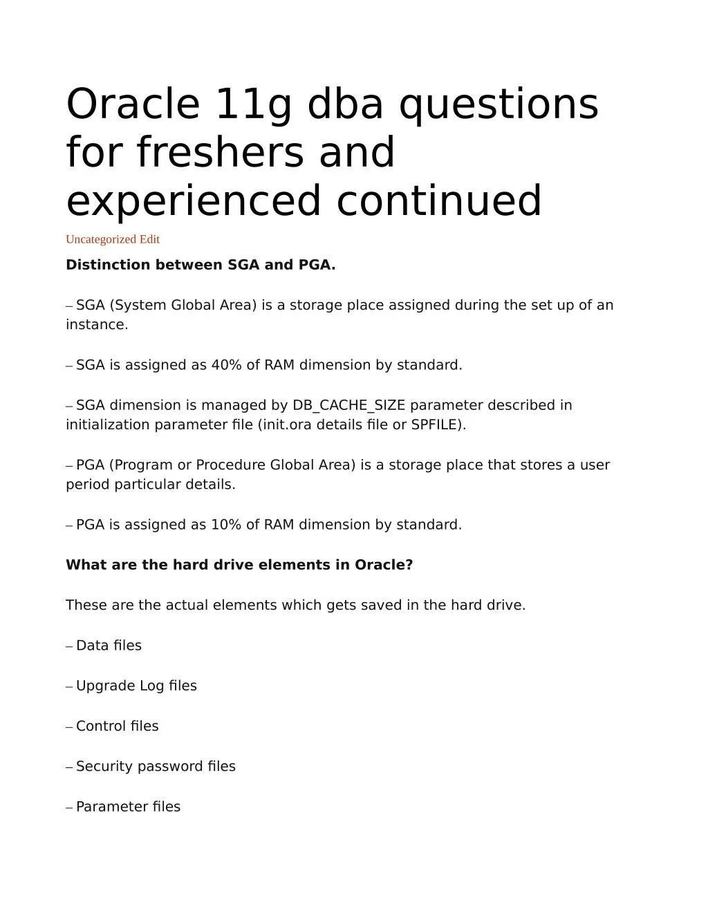 Ppt Oracle 11g Dba Questions For Freshers And Experienced Continued Powerpoint Presentation