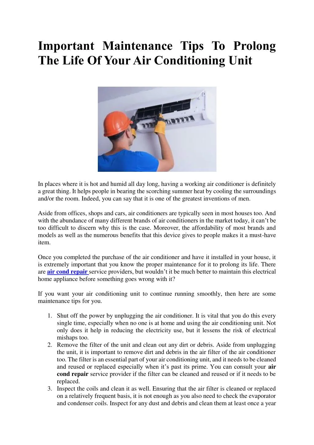 PPT - Important Maintenance Tips To Prolong The Life Of Your Air ...