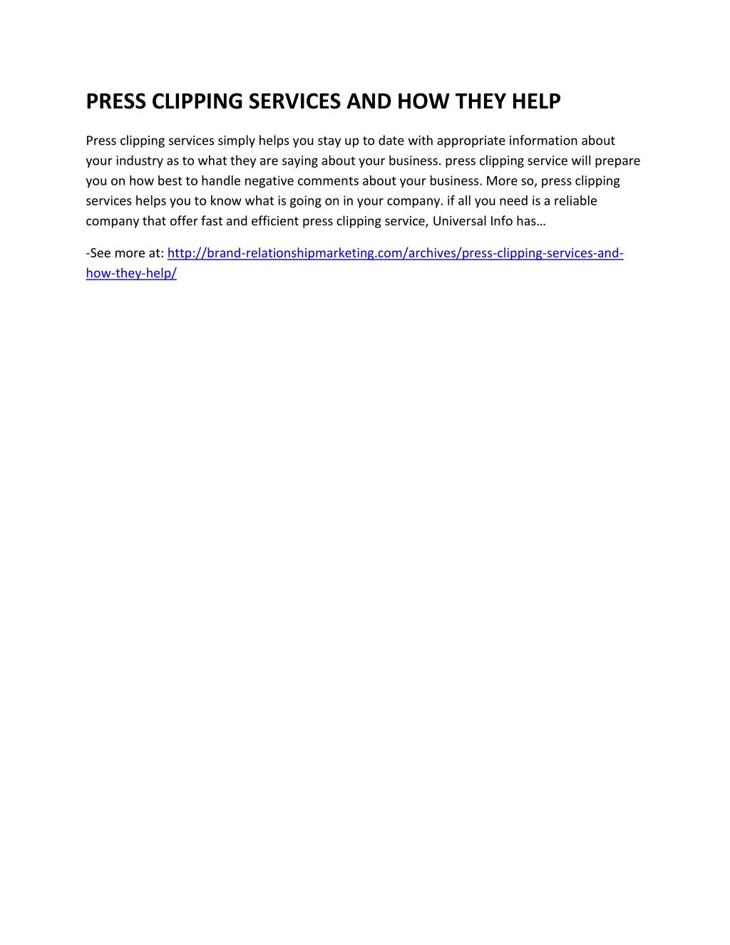 PPT - PRESS CLIPPING SERVICES AND HOW THEY HELP PowerPoint Presentation ...