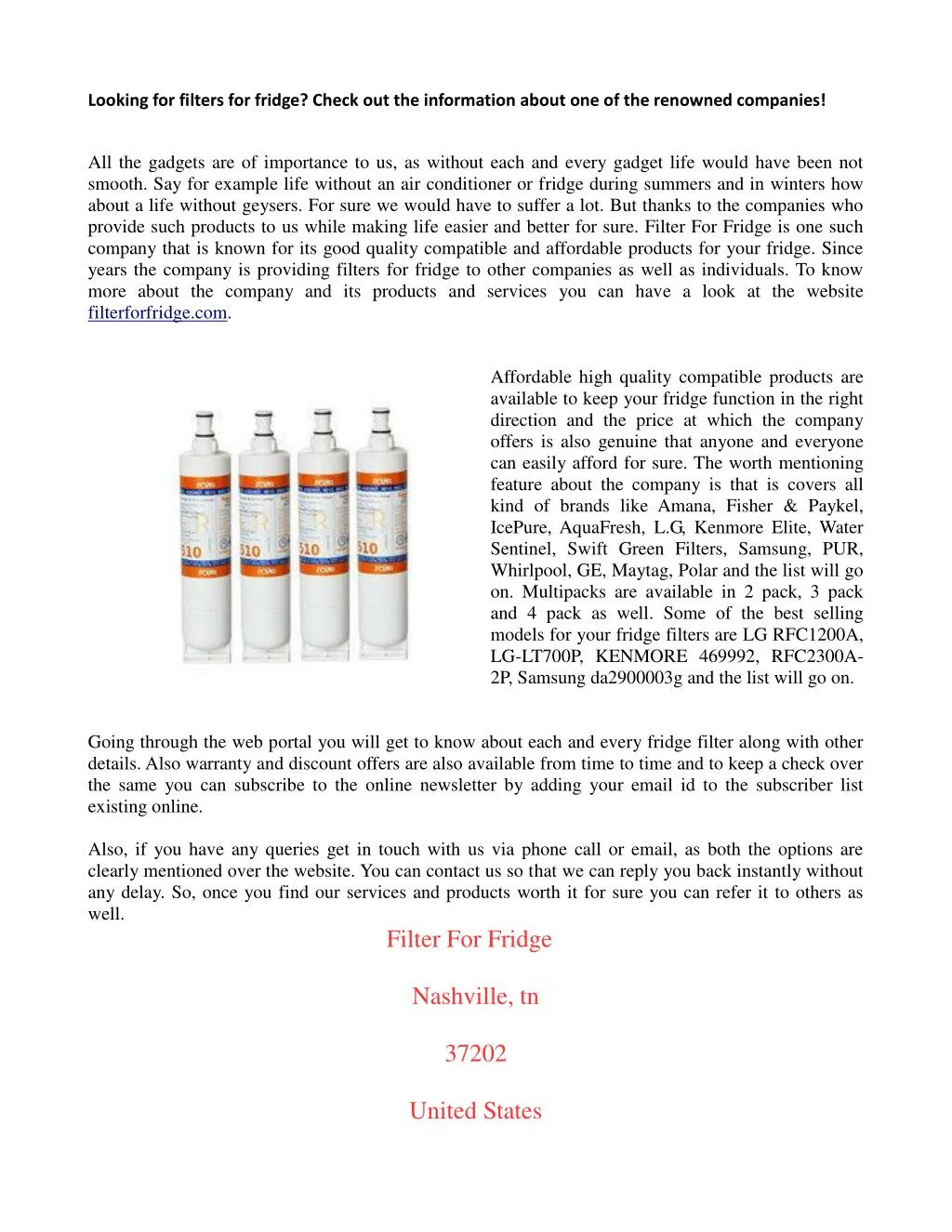 PPT - Looking for filters for fridge? Check out the information about ...
