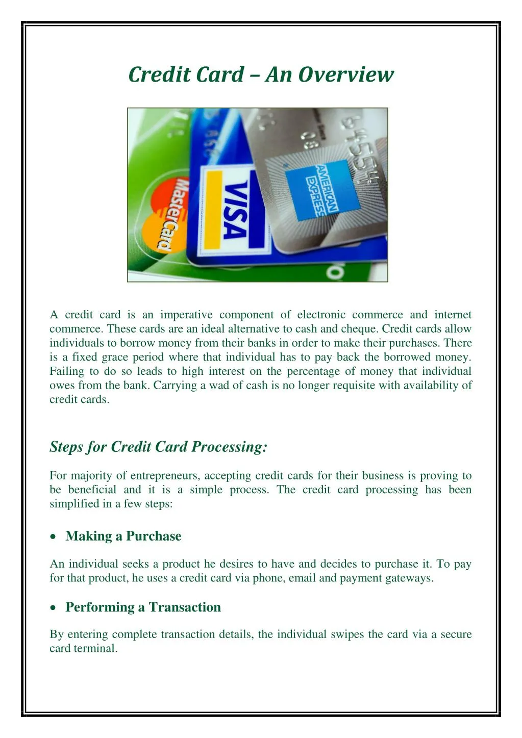 PPT - Credit Card – An Overview PowerPoint Presentation, free download ...
