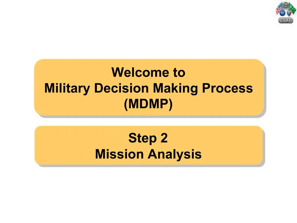 PPT - Welcome to Military Decision Making Process MDMP PowerPoint ...