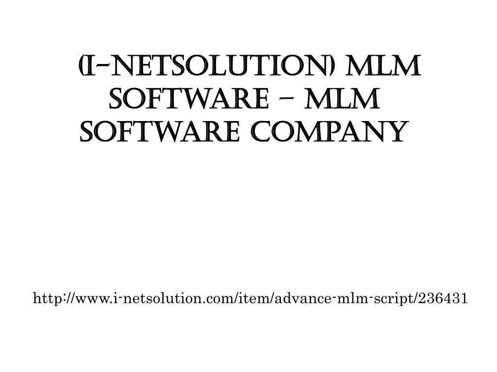 PPT - (i-Netsolution) MLM Software – MLM Software Company PowerPoint ...