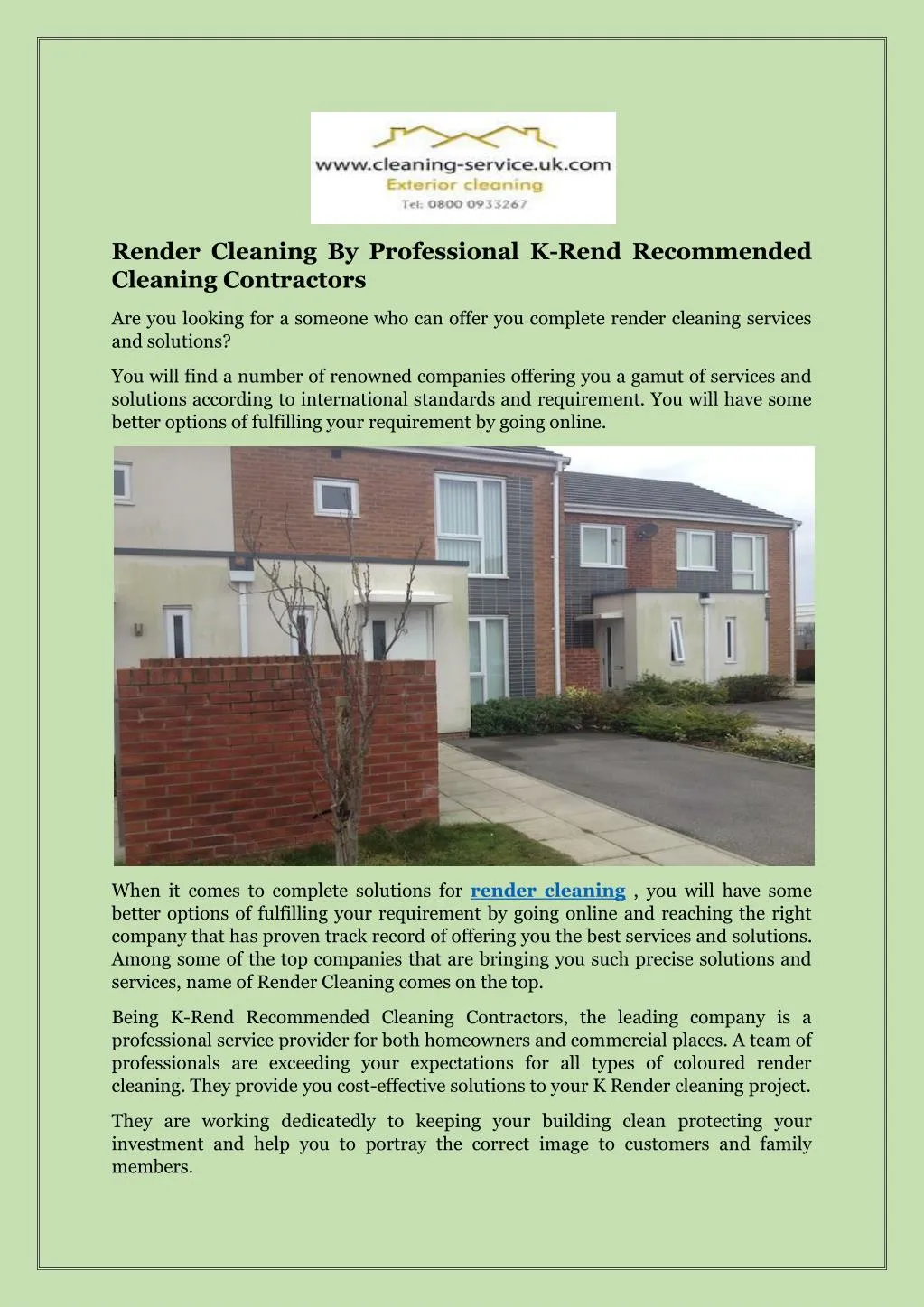PPT - Render Cleaning By Professional K-Rend Recommended Cleaning ...
