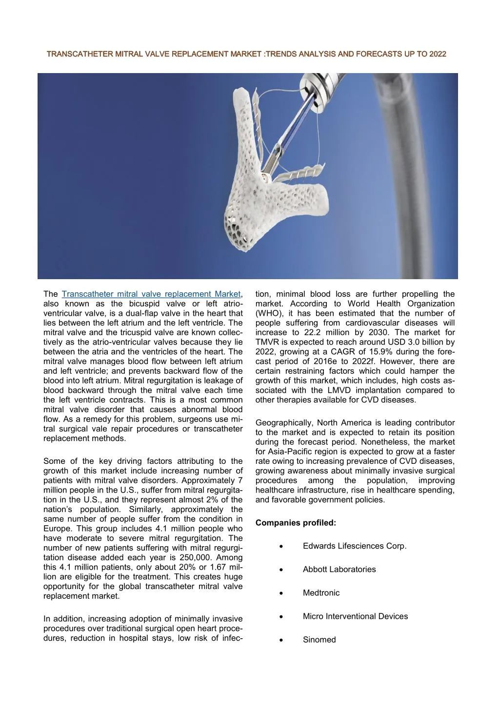 PPT - Transcatheter mitral valve replacement (TMVR) Market – Global ...
