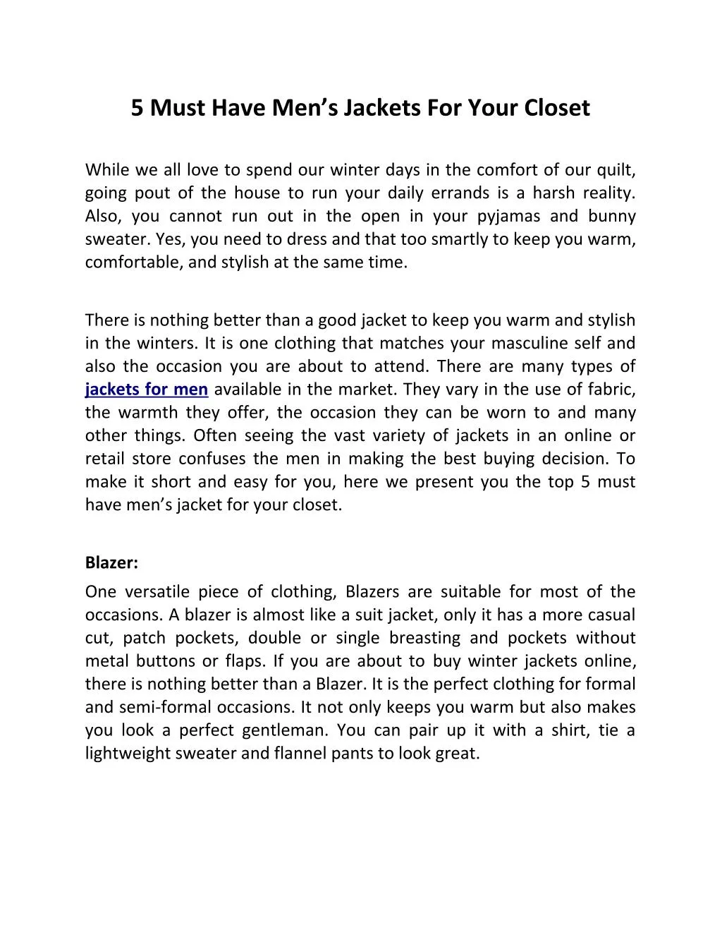 PPT - 5 Must Have Men’s Jackets For Your Closet PowerPoint Presentation ... PPT - 5 Must Have Men’s Jackets For Your Closet PowerPoint Presentation ...