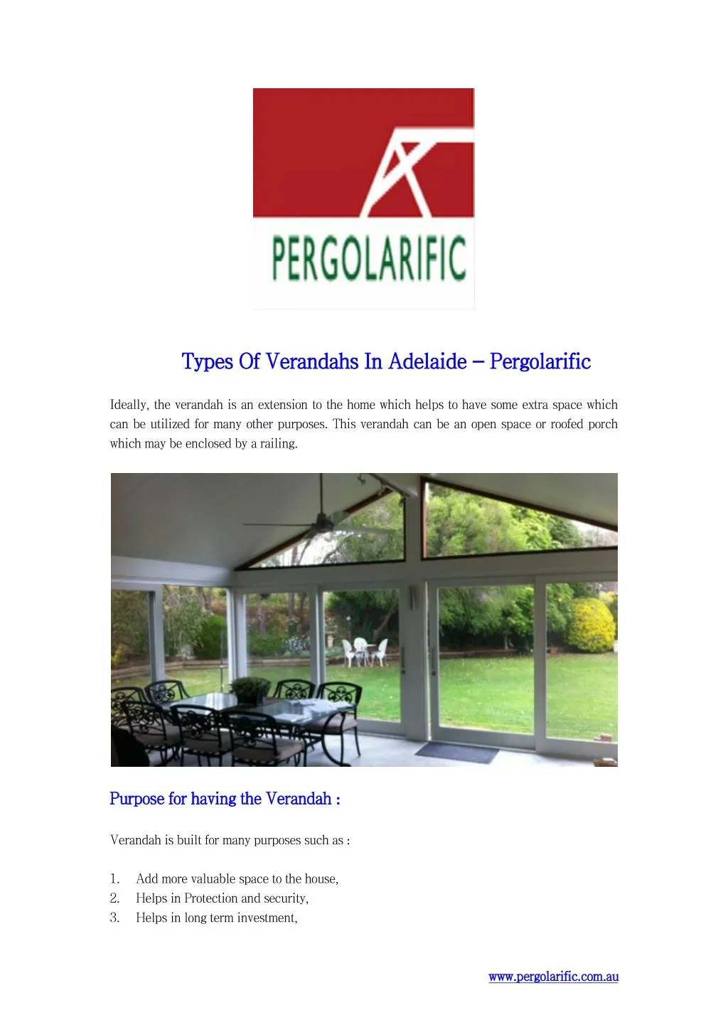 PPT - Types Of Verandahs In Adelaide - Pergolarific PowerPoint ...