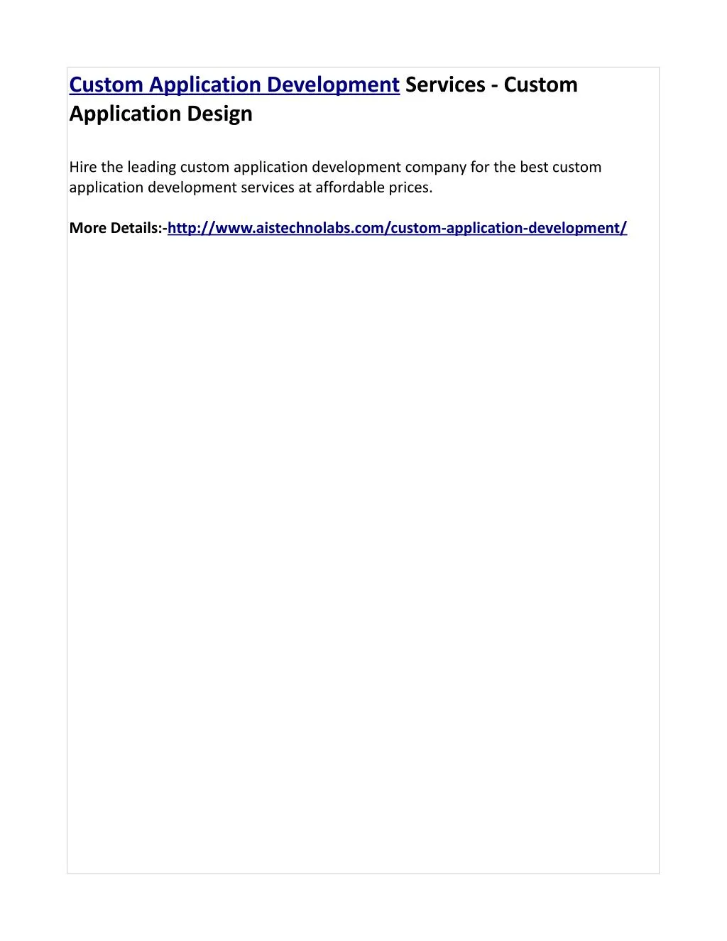PPT - Custom Application Development Services - Custom Application ... PPT - Custom Application Development Services - Custom Application ...
